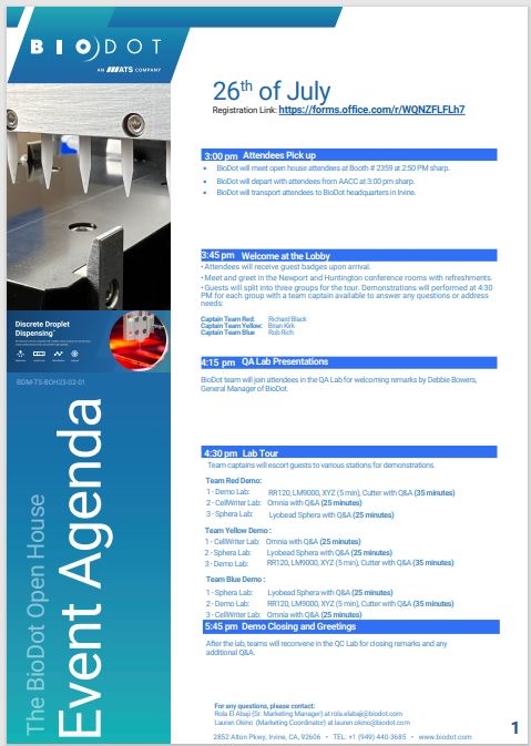 BioDot Open House Agenda - BioDot